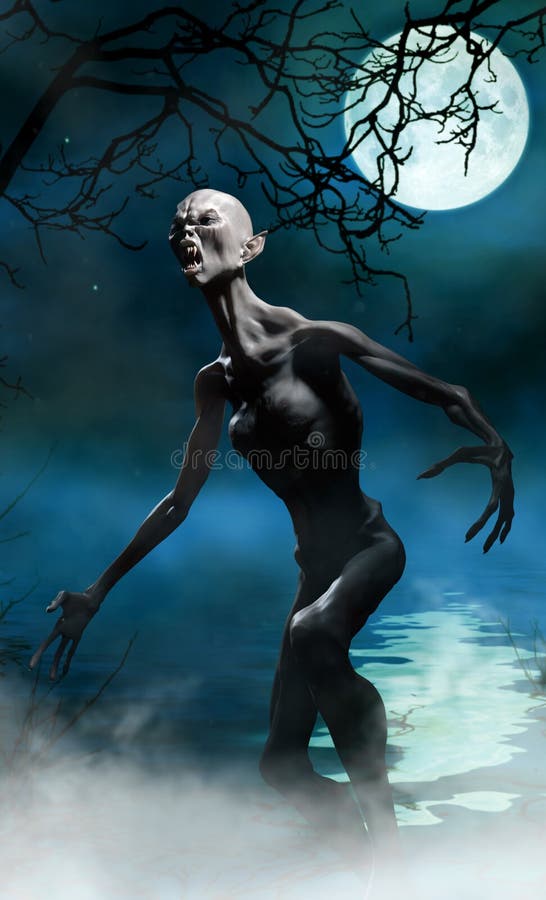 Vampiermonster in moeras stock illustratie. Illustration of illustratie ...