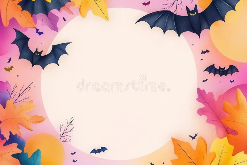 Vampire Bat Flat Design Front View Halloween Theme Watercolor Colored ...