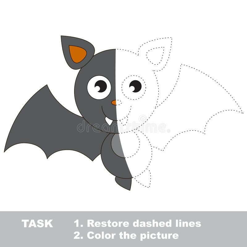Vampire Bat To Be Colored. Vector Trace Game. Stock Vector ...