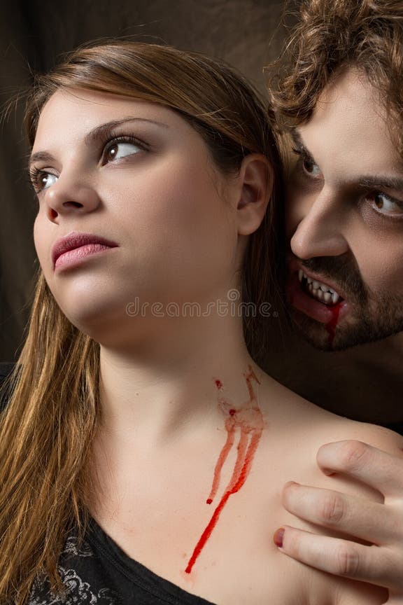 Vampire bites girl stock image. Image of fear, grim, male - 61043135