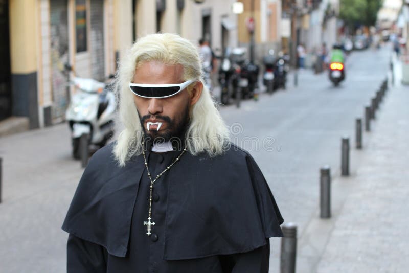 Vampire with Blonde Hair Disguised As Pastor Stock Image - Image of ...