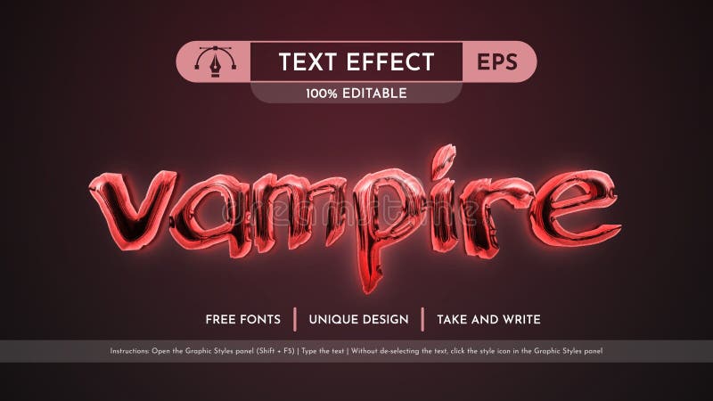 Vampire - Editable Text Effect, Font Style Stock Vector - Illustration ...