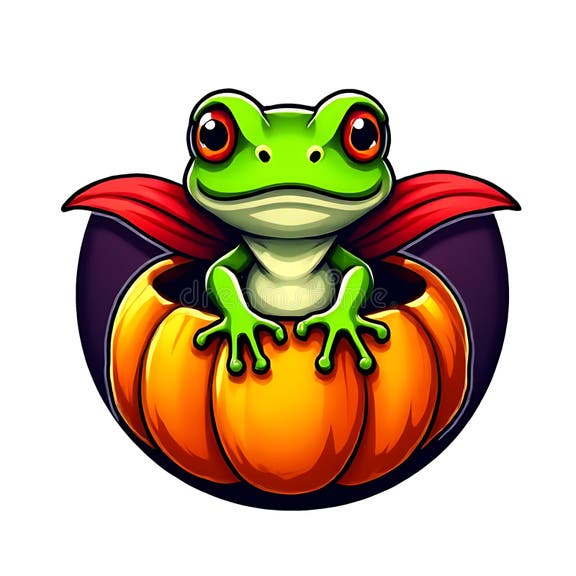 Vampire Frog Sitting in Pumpkin Half Circle Stock Illustration ...