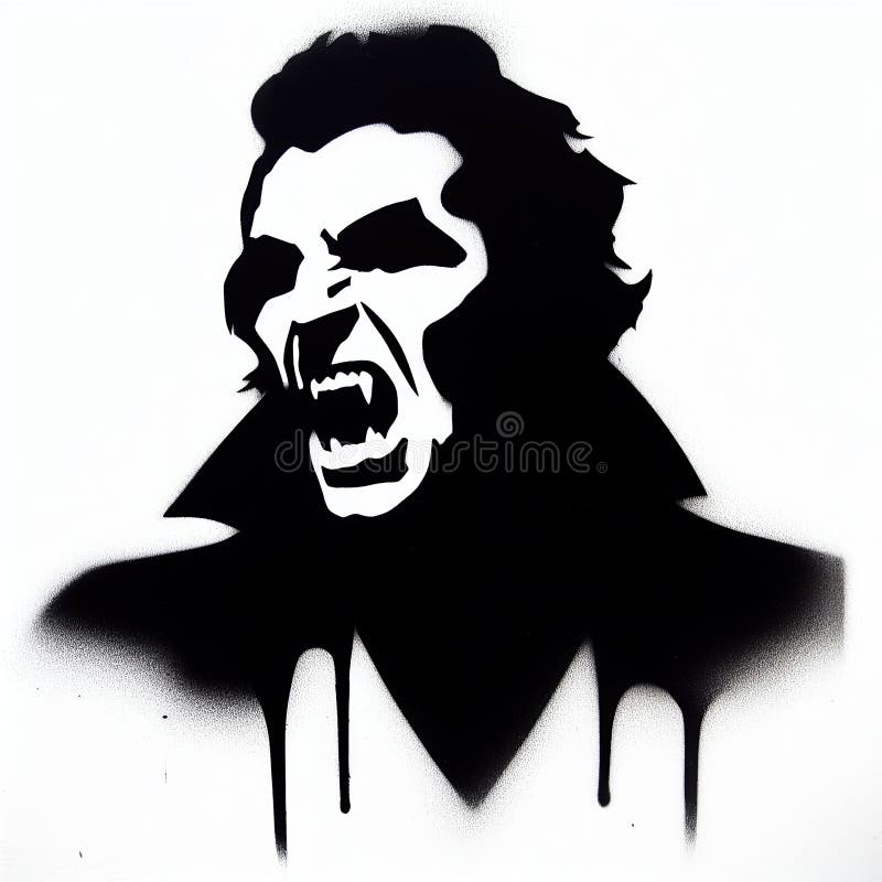 Vampire Graffiti Stencil-art Sprayed in Black Over White Stock ...