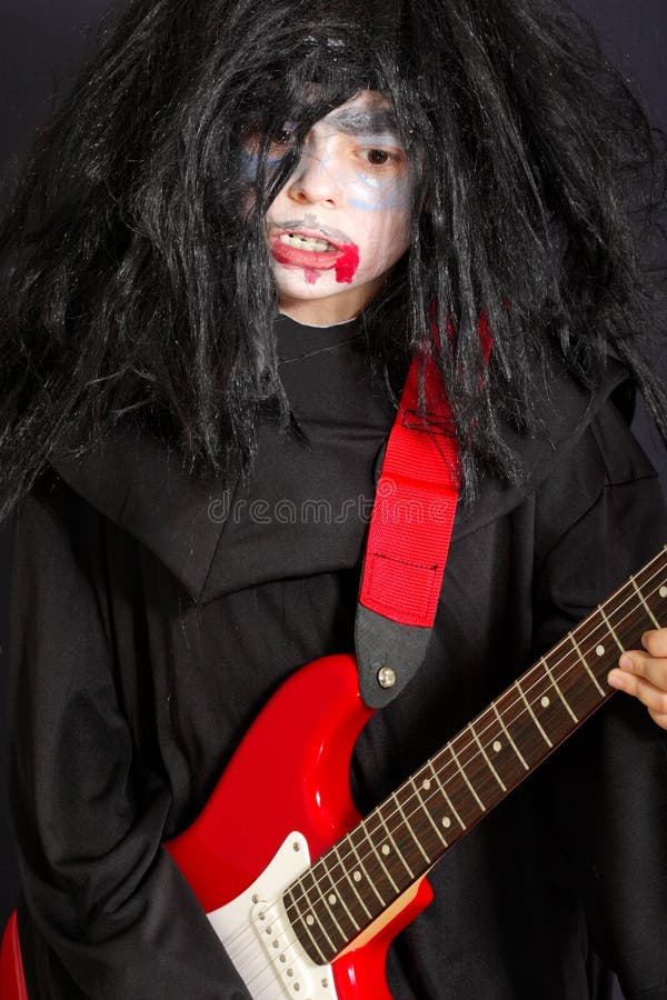 Vampire with guitar stock photo. Image of hair, black - 10894210
