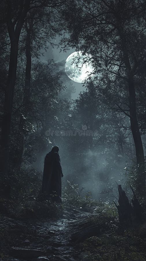 Vampire in a Haunted Forest Illustration Stock Illustration ...