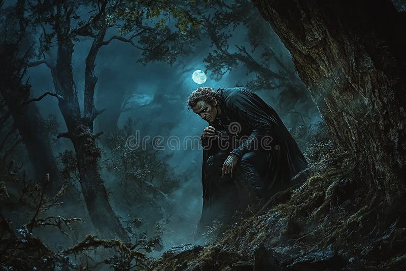 Vampire in a Haunted Forest Illustration Stock Illustration ...