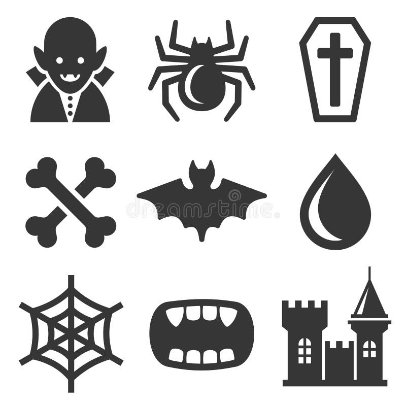 Vampire Icons Set on White Background. Vector Stock Vector ...