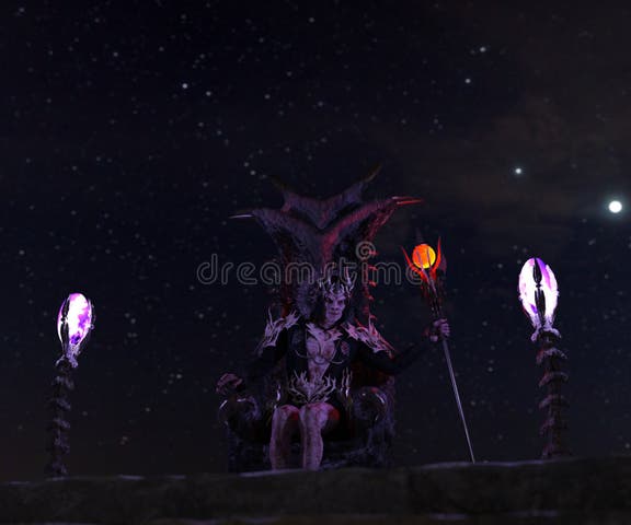 Vampire King Sitting on His Throne at Midnight Stock Illustration ...