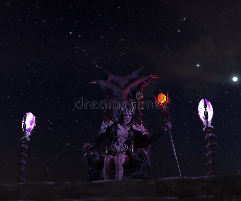 Vampire King Sitting on His Throne at Midnight Stock Illustration ...