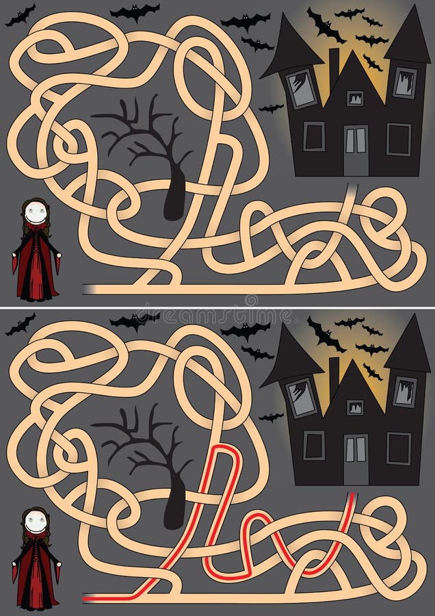 Vampire maze stock vector. Illustration of brain, solution - 100718730