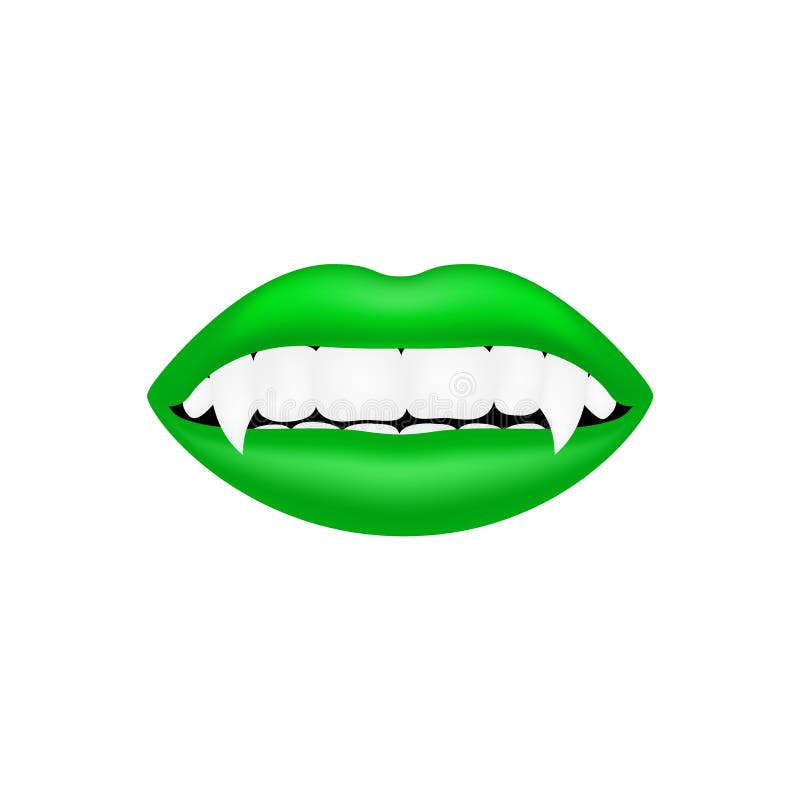 Vampire Mouth in Green Design with Bloody Teeth Stock Vector ...