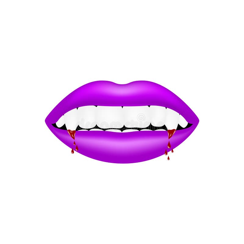 Vampire Mouth in Purple Design with Bloody Teeth Stock Vector ...