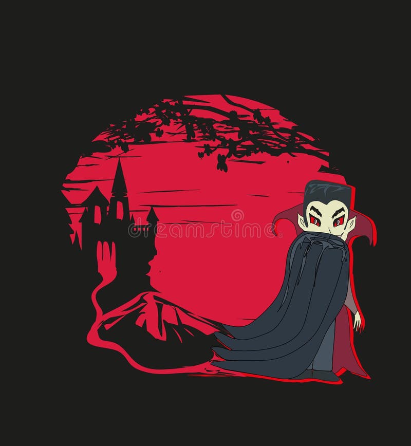 Vampire Night Halloween Card Stock Vector - Illustration of backdrop ...