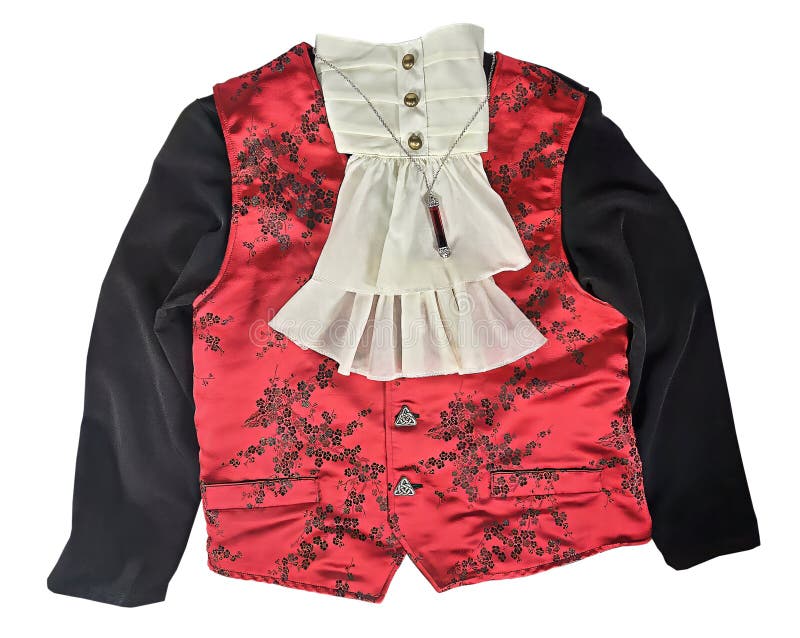 Vampire Outfit with White Jabot and Red Vest Stock Photo - Image of ...