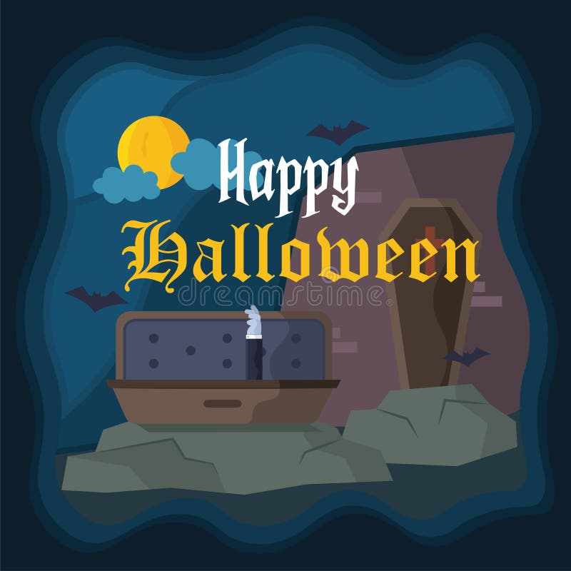 Vampire Rising from Coffin. Vector Stock Vector - Illustration of ...