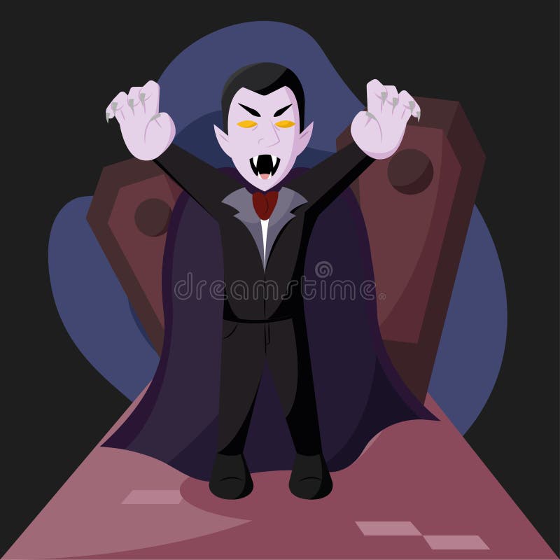 Vampire Rising from Coffin. Vector Stock Vector - Illustration of cape ...
