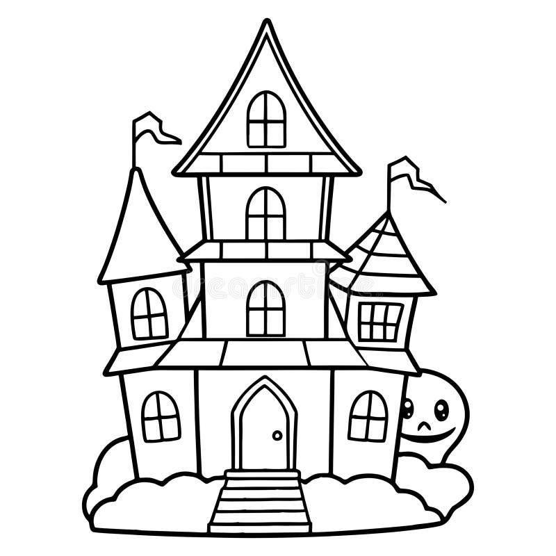 Vampire S Castle Coloring Page for Kids Stock Photo - Image of fangs ...