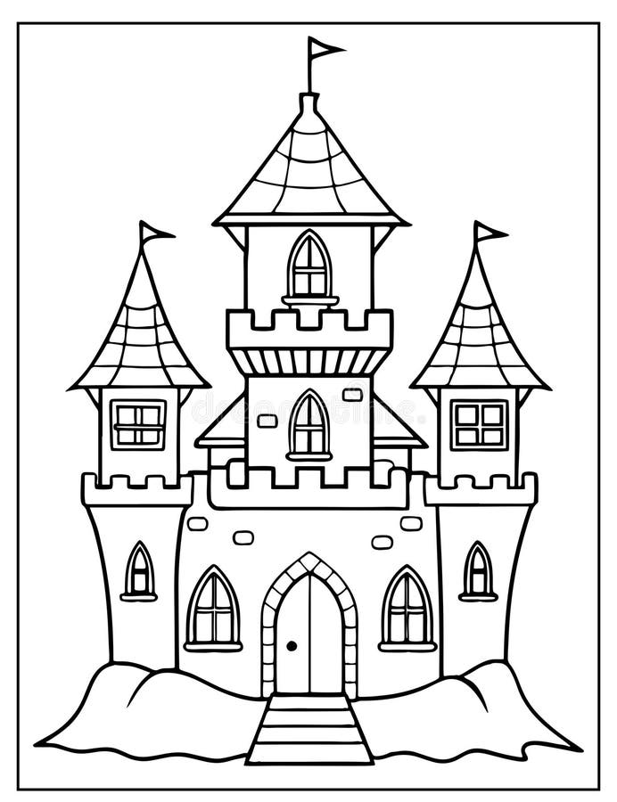 Vampire S Castle Coloring Page for Kids Stock Vector - Illustration of ...