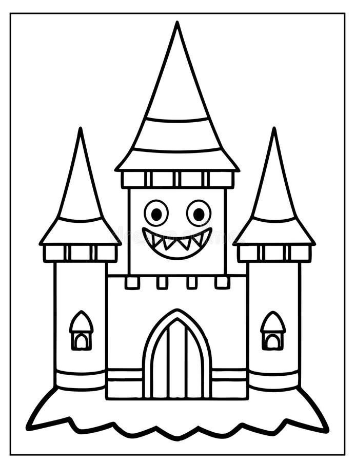 Vampire S Castle Coloring Page for Kids Stock Vector - Illustration of ...