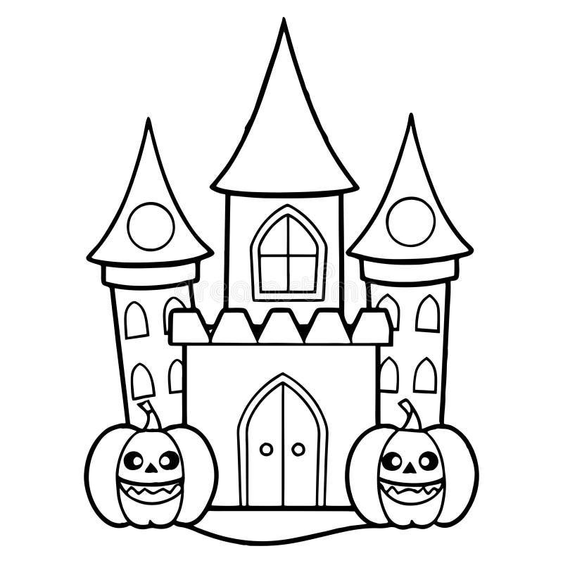 Vampire S Castle Coloring Page for Kids Stock Vector - Illustration of ...