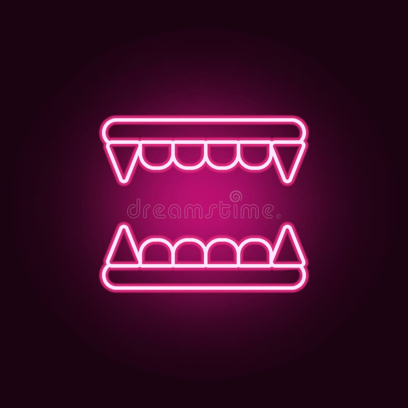 Vampire S Teeth Neon Icon. Elements of Halloween Set. Simple Icon for ...