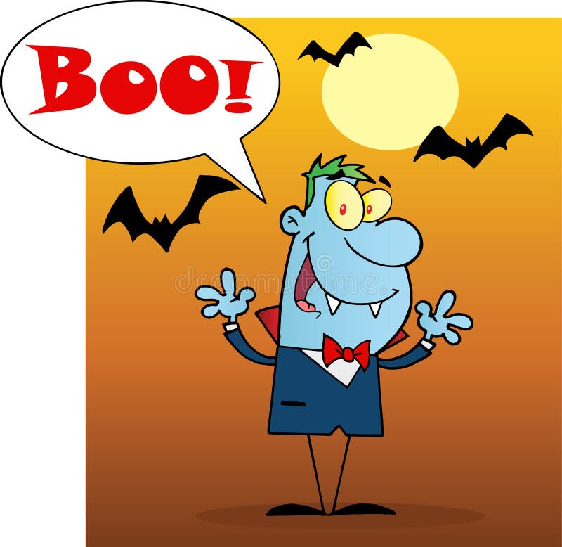 Vampire Screaming Boo Under Bats on Orange Stock Vector - Illustration ...