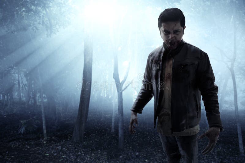 Vampire Standing on the Forest Stock Image - Image of cruel, angry ...