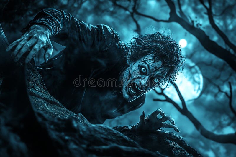 Vampire in a Haunted Forest Illustration Stock Illustration ...