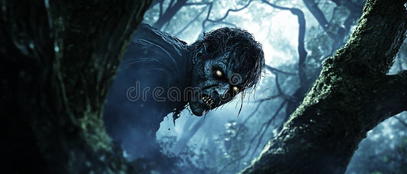 Vampire in a Haunted Forest Illustration Stock Illustration ...
