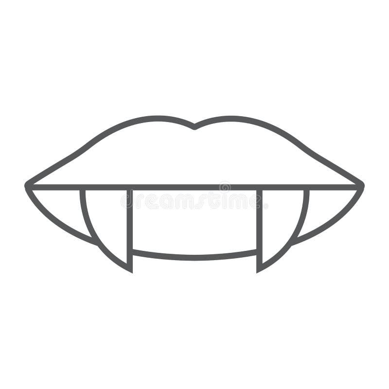 Vampire Teeth Line Icon, Female and Mouth, Lips Sign, Vector Graphics ...