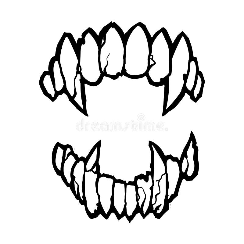 Vampire Teeth Vector Isolated on White Background Stock Vector ...
