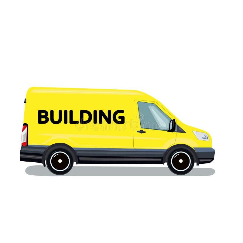 Car Builders. Minivan for Construction Work. Vector Illustration in ...