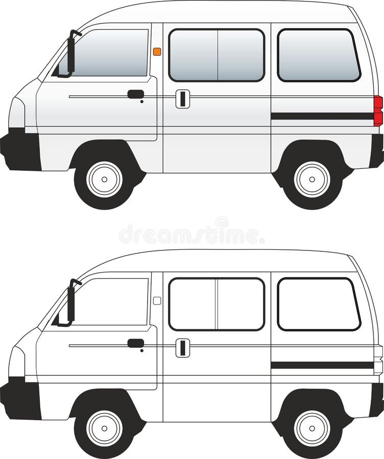 Line art - van stock vector. Illustration of windows, driver - 718844