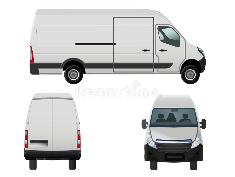White Minivan Template. Blank Vector Delivery Van Stock Vector ...