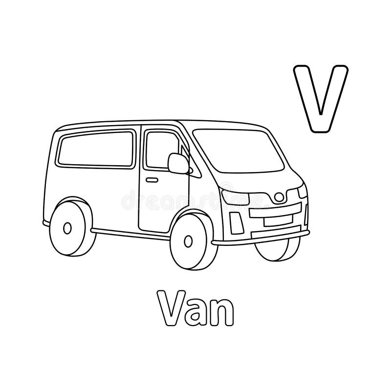 Van Alphabet ABC Coloring Page V Stock Vector - Illustration of writing ...