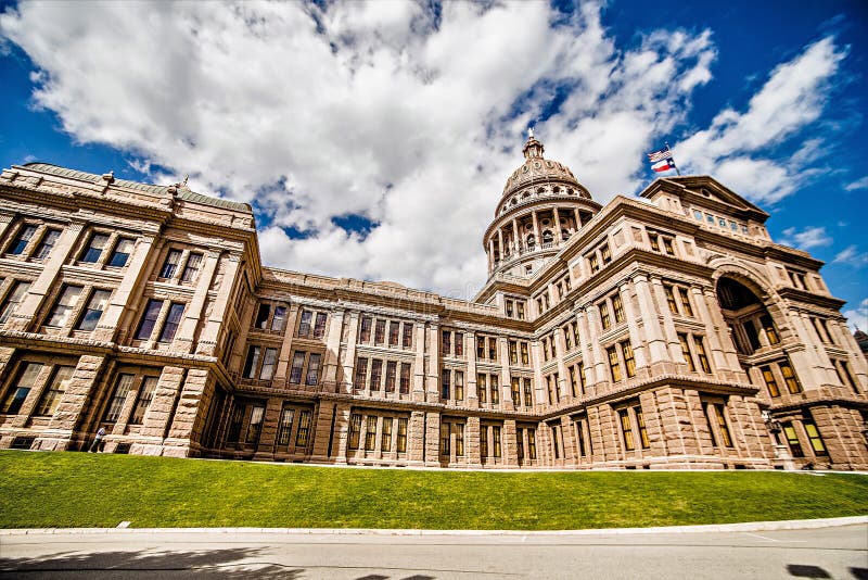 Austin, Texas, Stad En Gebouw Van Het State Capitol Stock Afbeelding ...