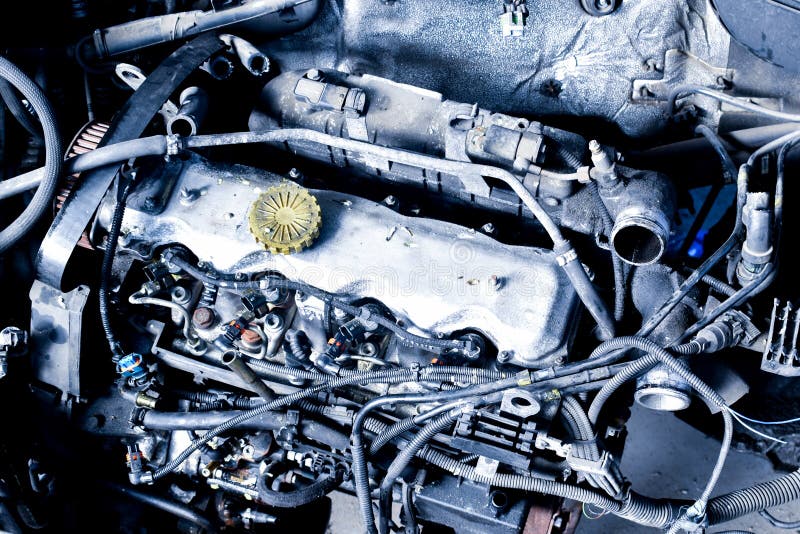 Van Auto Disassembled Engine in Mechanical Workshop Stock Photo - Image ...