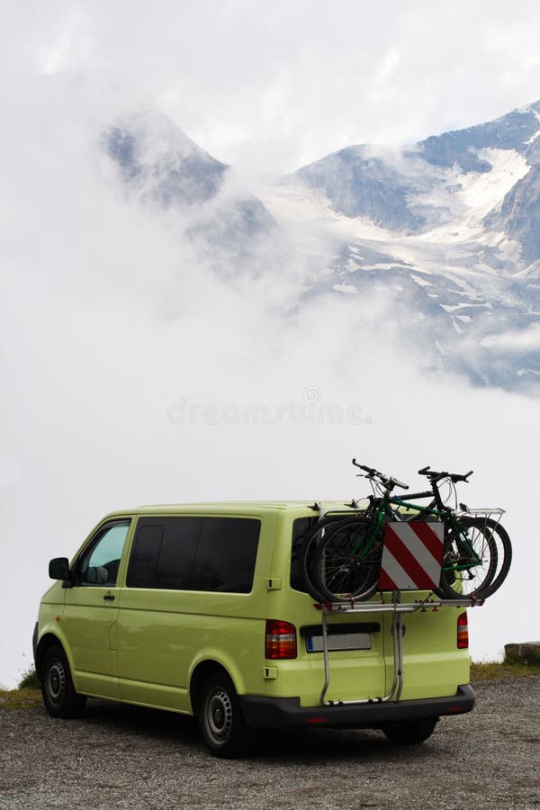 Van and Bicycle in Mountains Stock Image - Image of auto, vacation ...