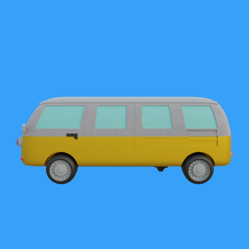 Van Bus Classic Retro Side View 3d Object Stock Illustration ...