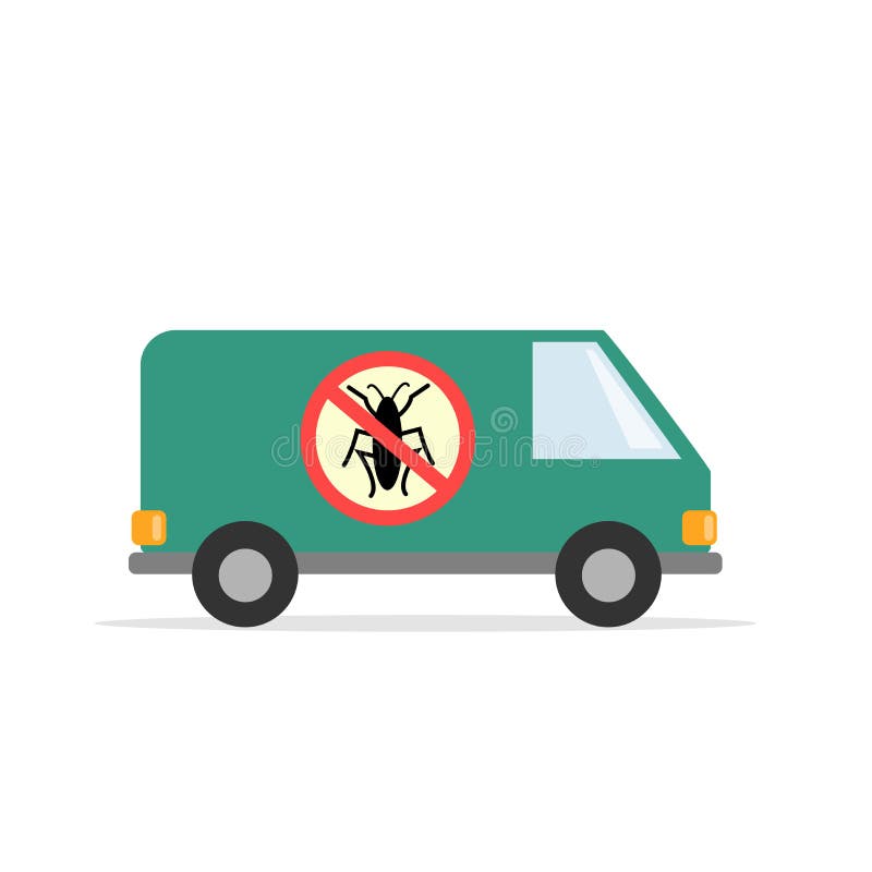 Van Disinsector. Car Service Insect Control. Flat Style. Vector ...