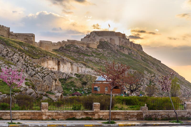 Van Castle on Sunset. Turkey Stock Image - Image of spring, stone ...