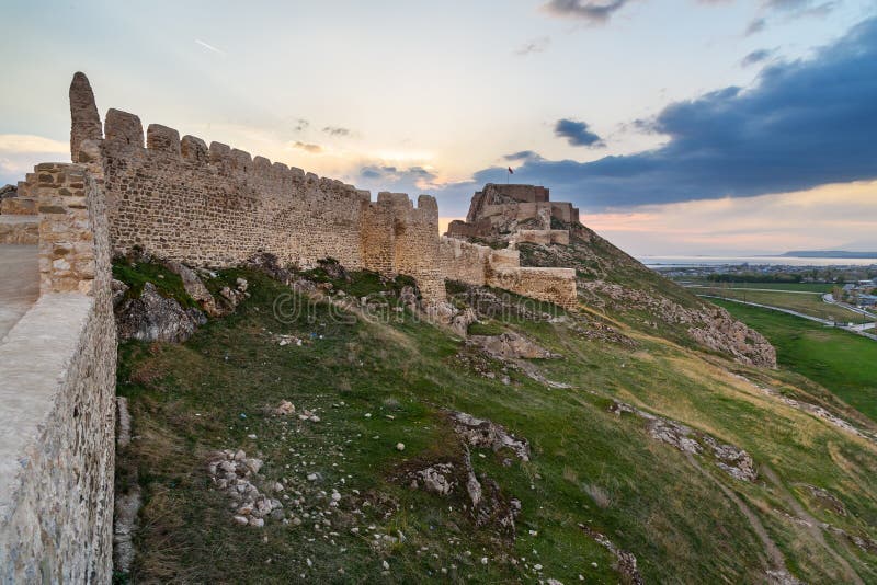 Van Castle on Sunset. Turkey Stock Image - Image of fortress, lake ...