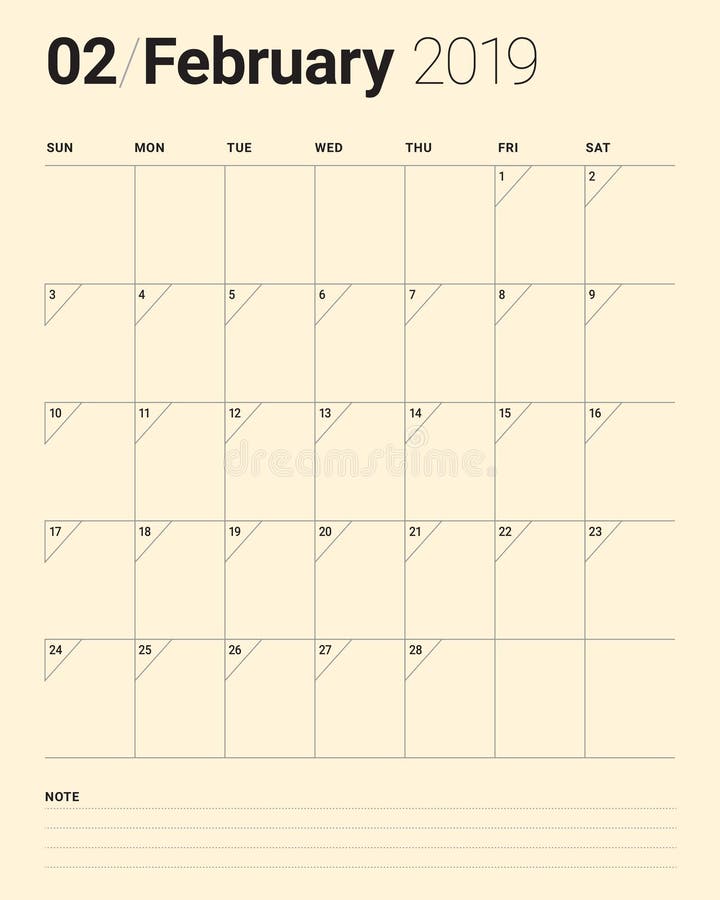 Van De Het Bureaukalender Van Februari 2019 De Vectorillustratie Vector ...
