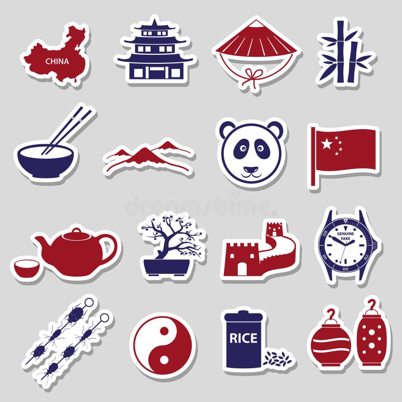 Van De Het Themakleur Van China De Stickers Vectorreeks Vector ...