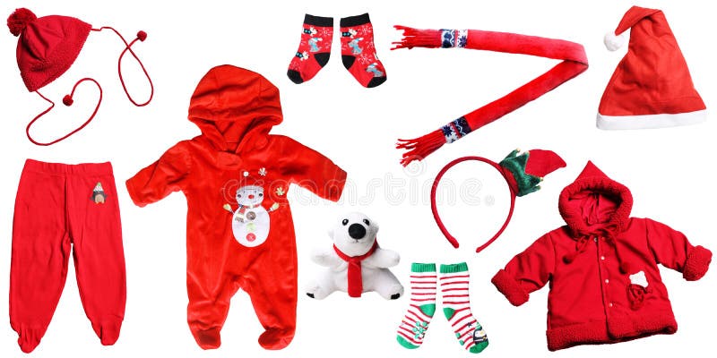 Van De Kerstmisbaby Van De Kerstman De Rode Dingen Stock Afbeelding ...