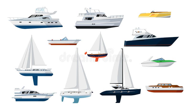 Van De Motorboot En Zeilboot Reeks Vector Illustratie - Illustration of ...