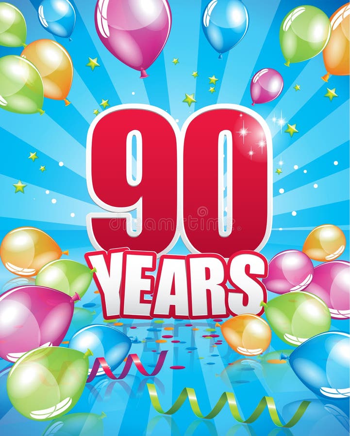 90 Van De Verjaardagsjaar Kaart Vector Illustratie - Illustration of ...