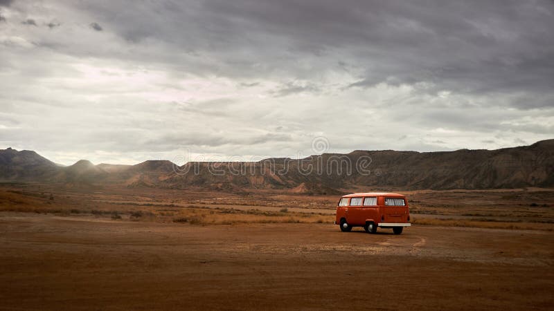 Van in the desert stock photo. Image of itinerant, adventure - 320654482