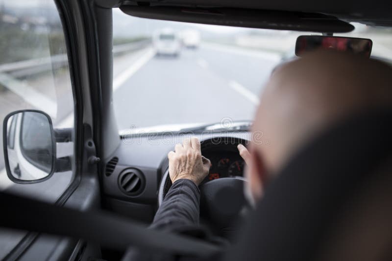 Van Driver in cabin stock image. Image of auto, inside - 106762657
